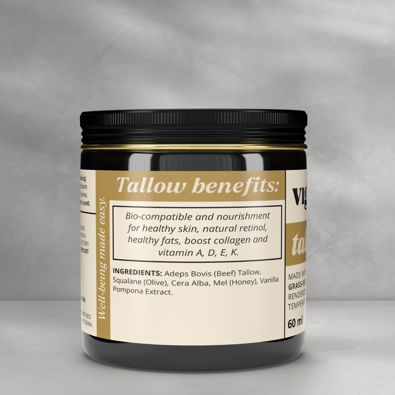 Talg Hudkrem 'VANILLA HONEY' 100% Gressfôret Talg - Vigur.no