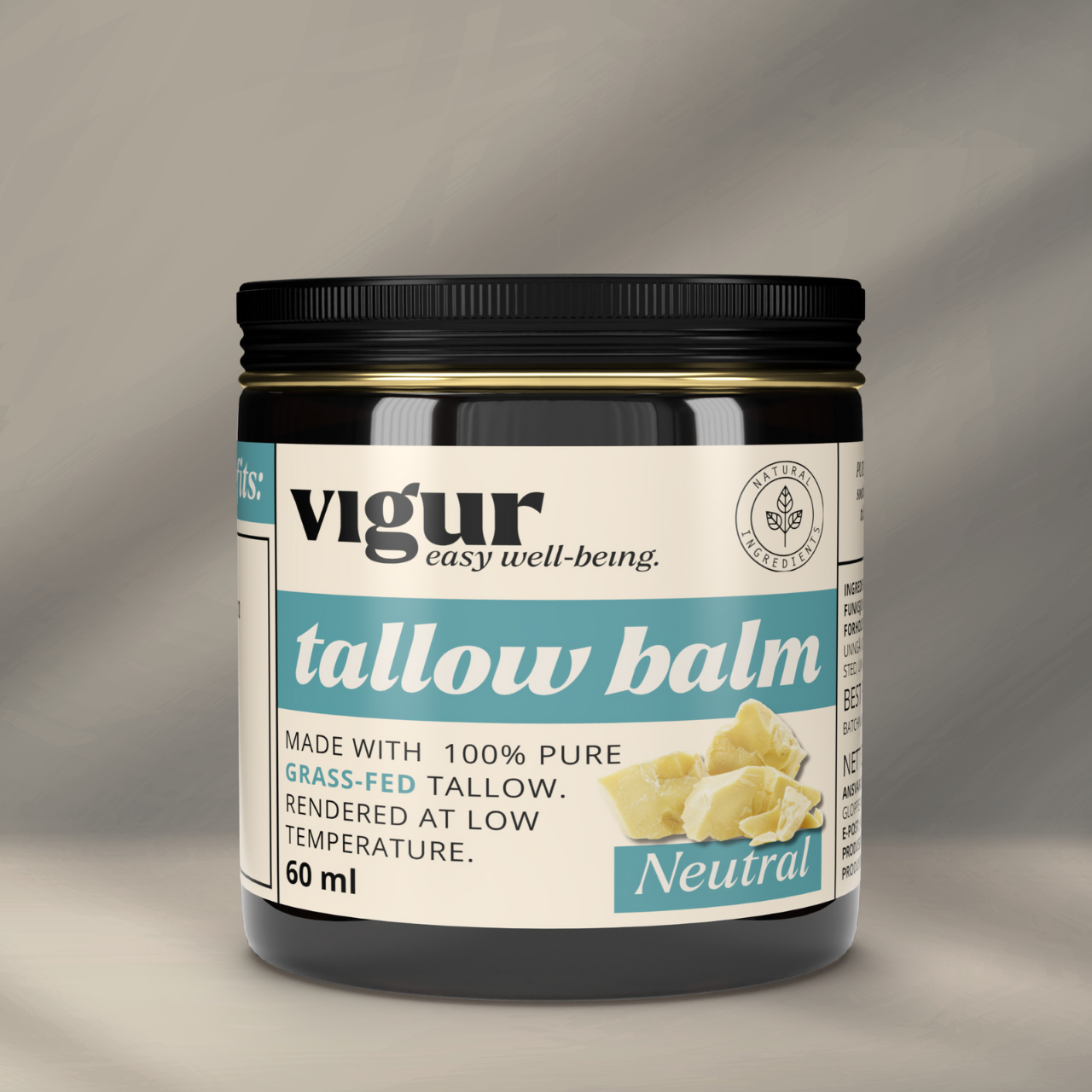 Talg Hudkrem 'NATURELL' 100% Gressfôret Talg - Vigur.no